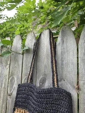 Anthropologie | Bags | New Anthropologie Twotone Paper Raffia Crochet ...